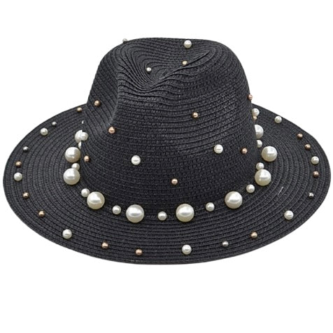 Black Pearl Straw Hat (Gold and Silver Pearls) – ArriePBoutique